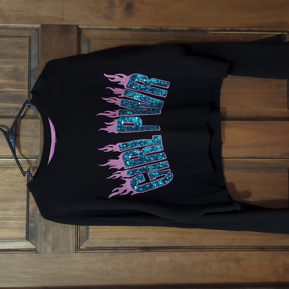 H&M | Other | Divided Hm Cropped Black Sequin Logo Top M | Poshmark